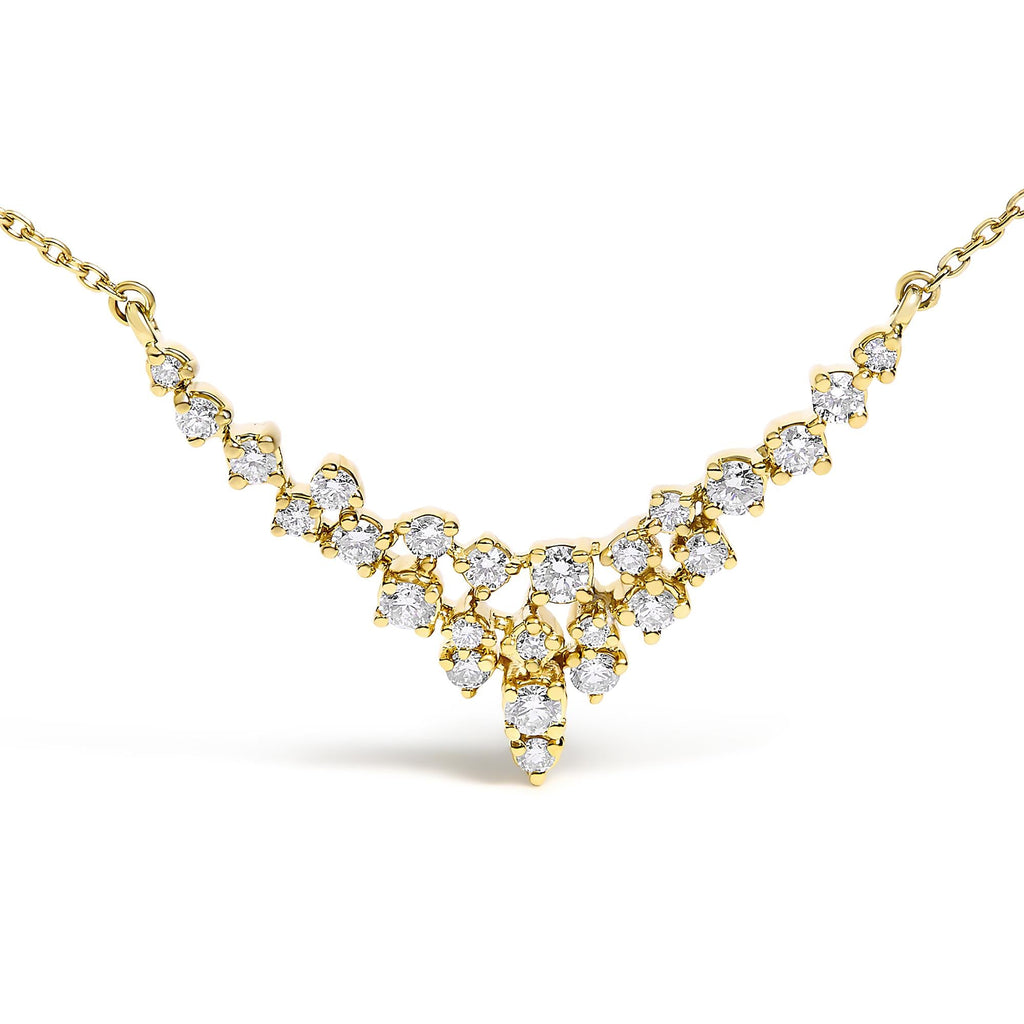 14K Yellow Gold 1/2 Cttw Diamond Scattered "V" Necklace (I-J Color, SI