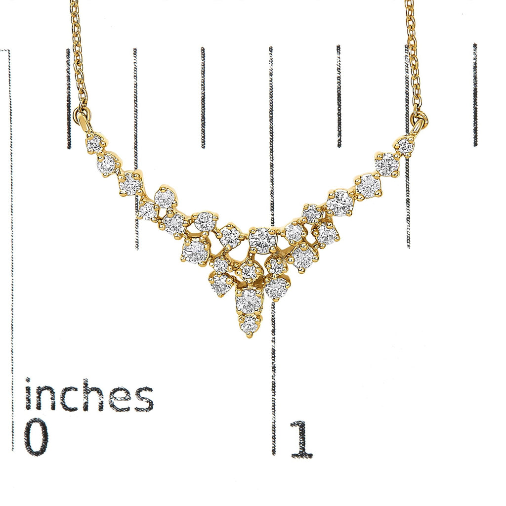 14K Yellow Gold 1/2 Cttw Diamond Scattered "V" Necklace (I-J Color, SI
